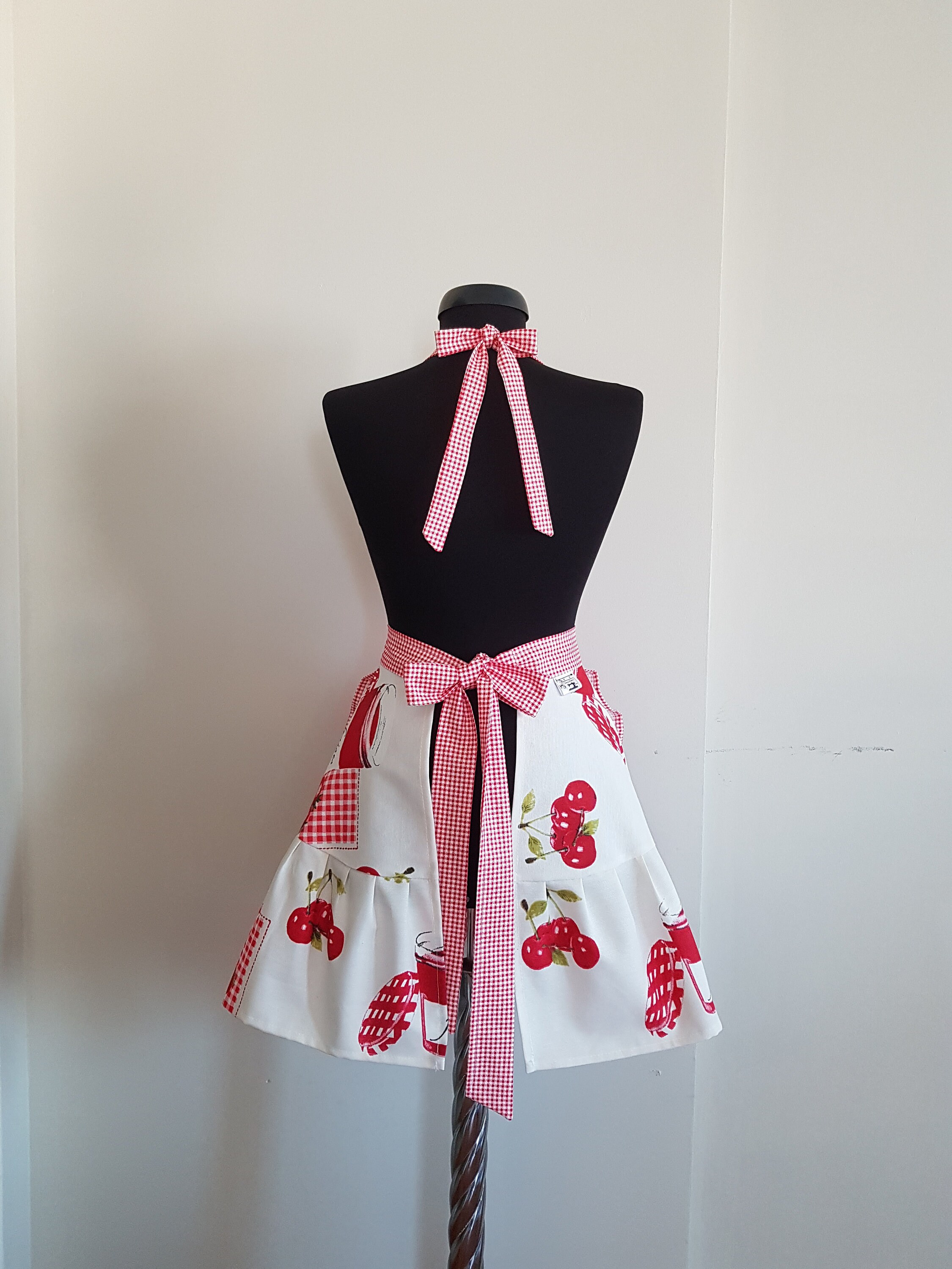 Gingham cherry aprons for women Sweetheart plaid retro | Etsy