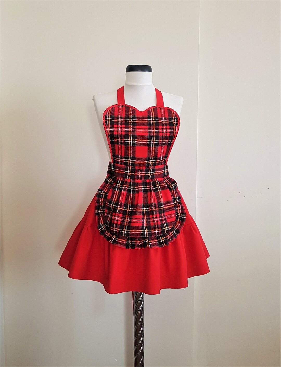 Tartan Plaid Apron for Women, Cute Waterproof Checked Cooking Apron ...