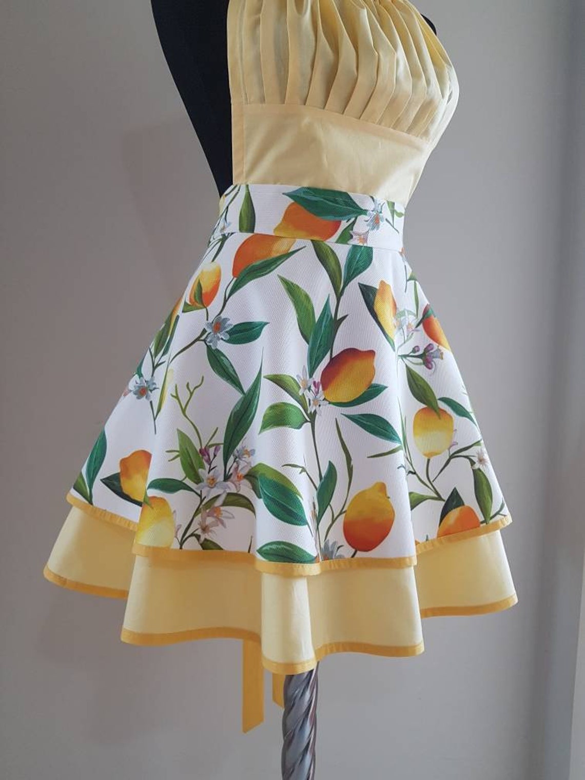 Cute Lemon Kitchen Apron for Women Yellow Retro Cooking | Etsy