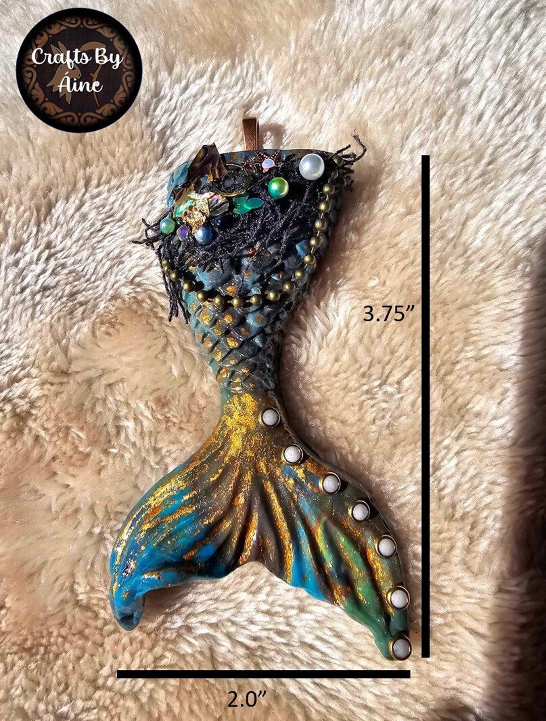 One of a Kind Mermaid Tale-polymer Clay Pendant. Handmade, Siren ...