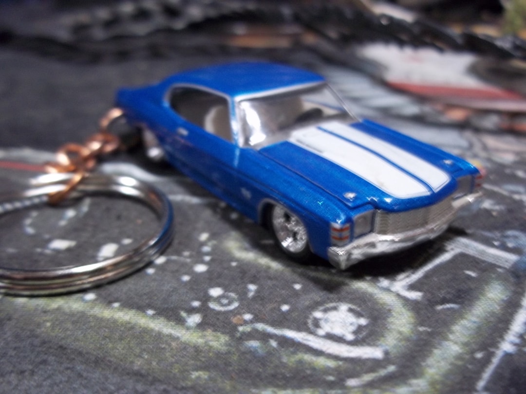 Custom Made Stock Keychain,1971 Chevy Chevelle-ss,blue Pearl W/white ...