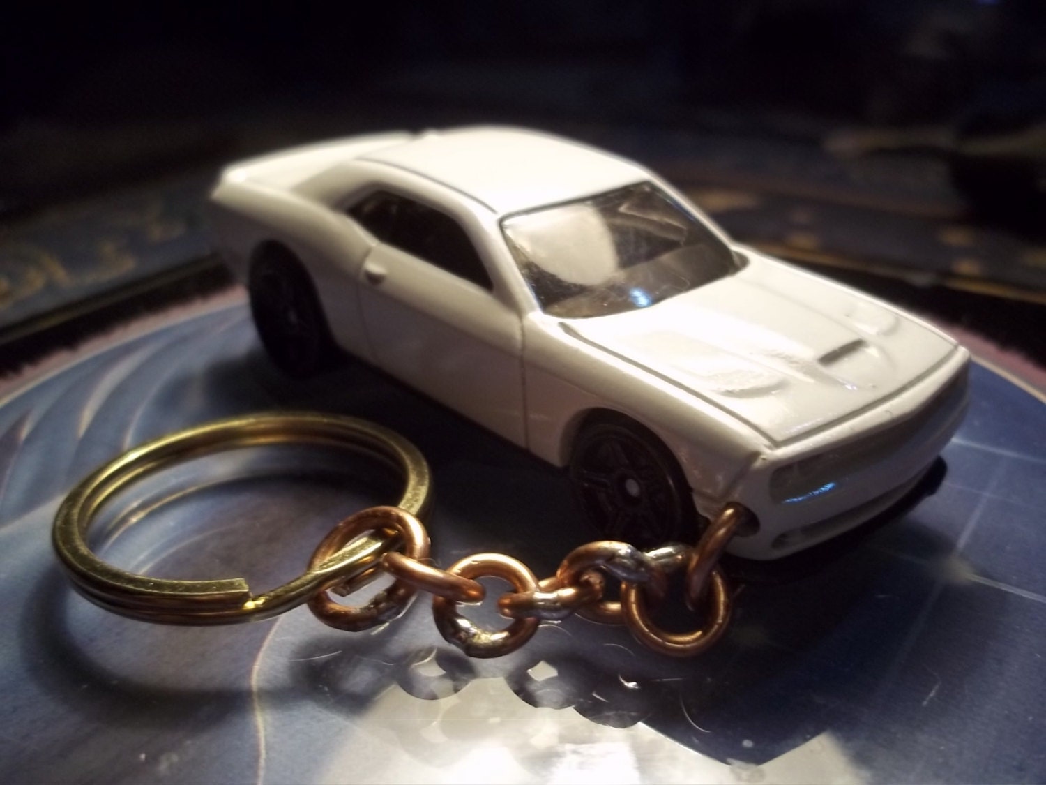custom made keychain2015 dodge challenger srtgloss white | Etsy