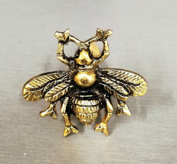 Antique Brass Bee Cabinet Knob Distressed Bronze Animal | Etsy
