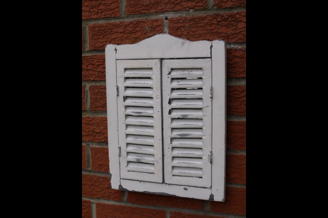 Country Style Rustic Window Mirror With Shutters Distressed | Etsy