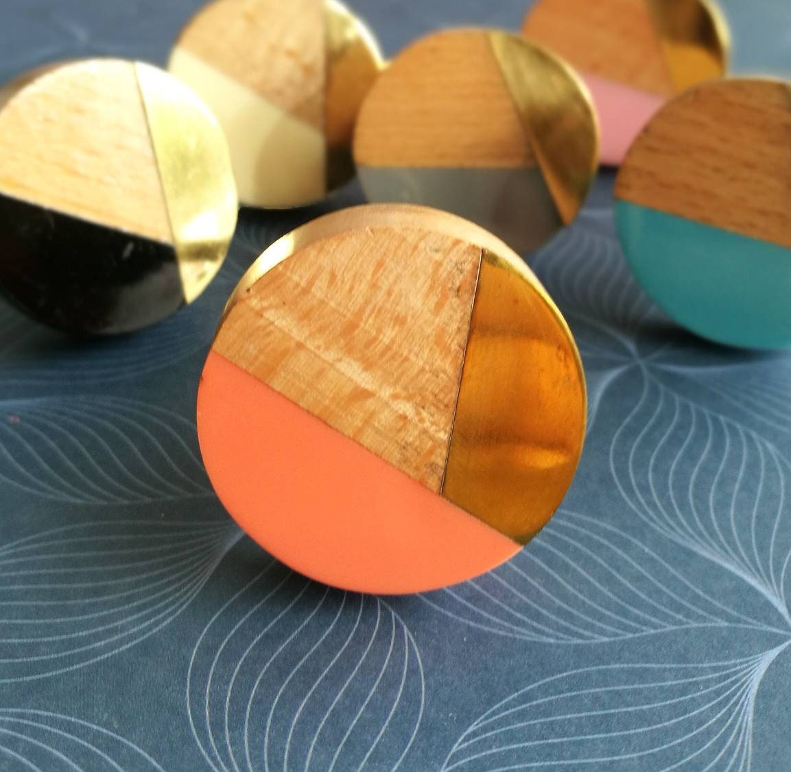 Round Geometric Patterned Door Knob Colourful Contemporary - Etsy UK