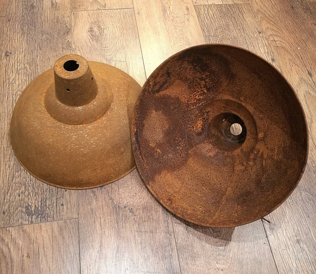 Industrial Rusted Metal Lampshade Large Pool Table Lamp Shade ...