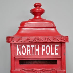 North Pole Christmas Themed Post Box Traditional Red Santa's Letters ...