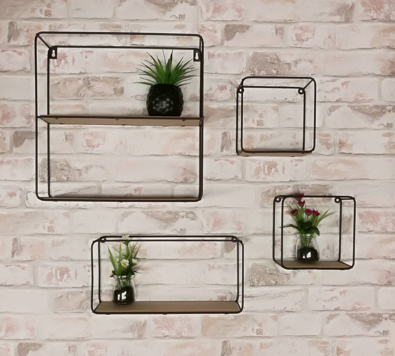 Set of 4 Industrial Metal & Wood Box Shelves Floating Wall - Etsy