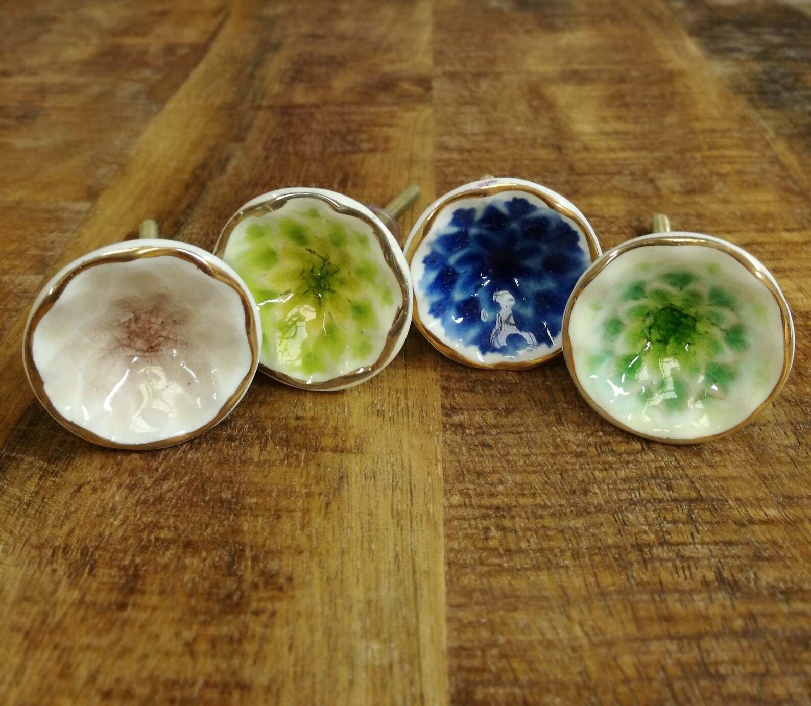 Round Crackled Glaze Ceramic Cabinet Knob With Gold Rim - Etsy UK