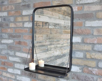 Distressed Copper Finish Mirror With Shelf Industrial Metal | Etsy