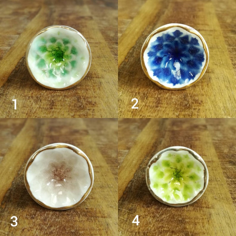 Round Crackled Glaze Ceramic Cabinet Knob With Gold Rim - Etsy UK