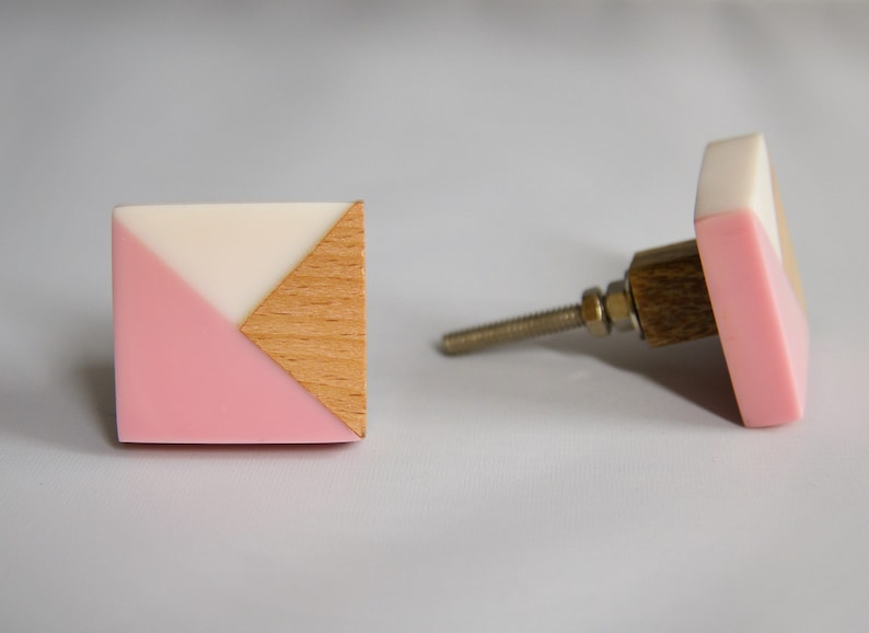 Geometric Square Pink & White Door Knob Triangular Patterned - Etsy