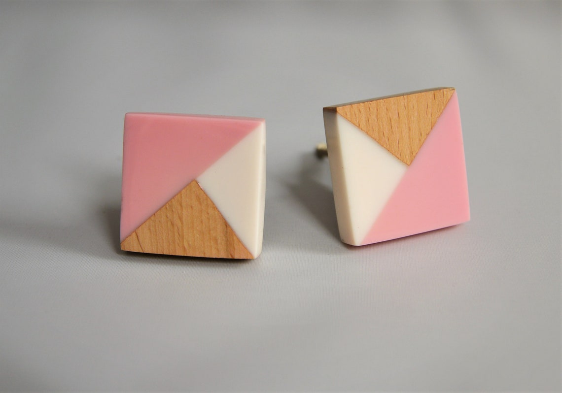 Geometric Square Pink & White Door Knob Triangular Patterned - Etsy