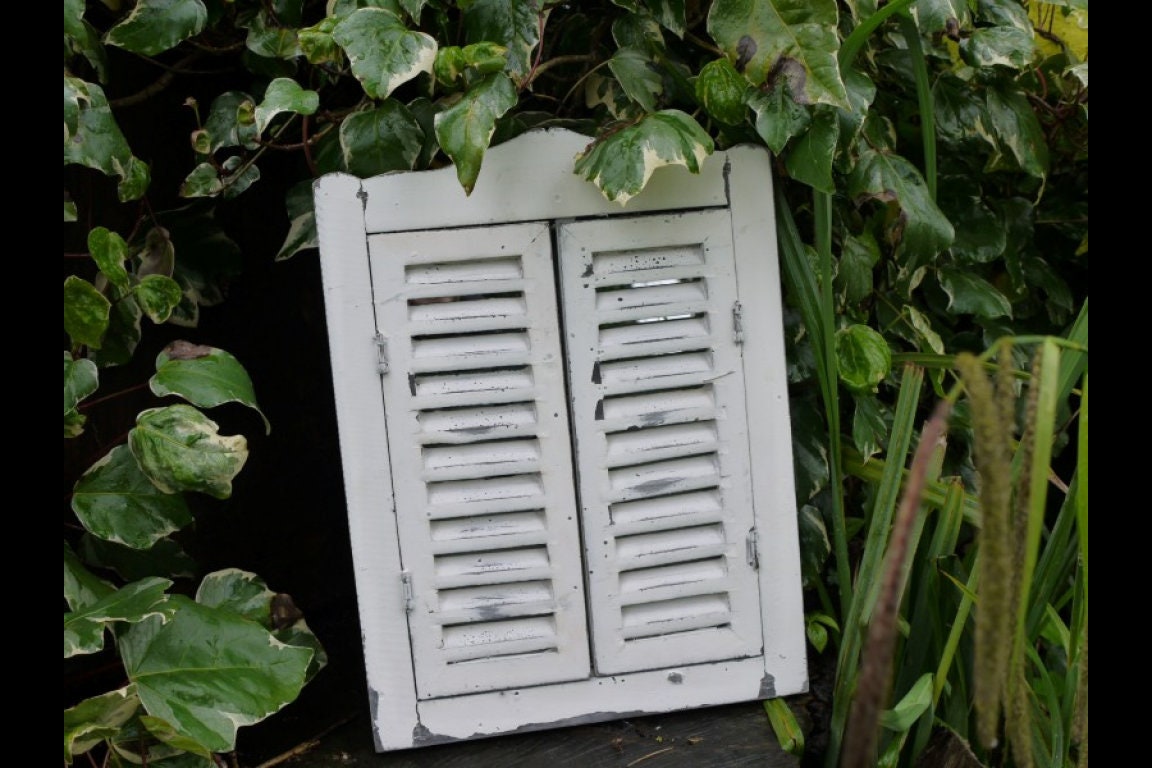 Country Style Rustic Window Mirror With Shutters Distressed | Etsy