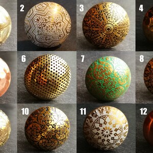 Intricate Patterned Brass Cabinet Knobs Decorative Coloured Metal Round ...