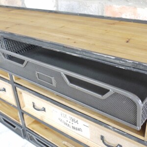 Metal and Wood Utility Drawer Cabinet Four Metal Mesh Drawers Two ...