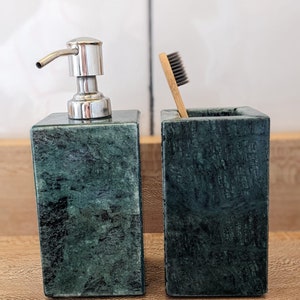 Jade Stone Bathroom Accessories Dark Green Soap Dispenser, Tooth Brush ...