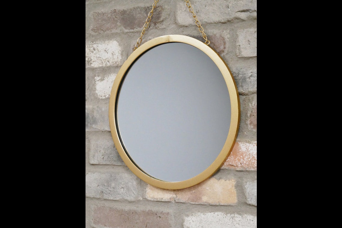Distressed Gold Metal Circular Mirror Wall Mounted Gold | Etsy