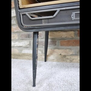 Metal and Wood Utility Drawer Cabinet Four Metal Mesh Drawers Two ...
