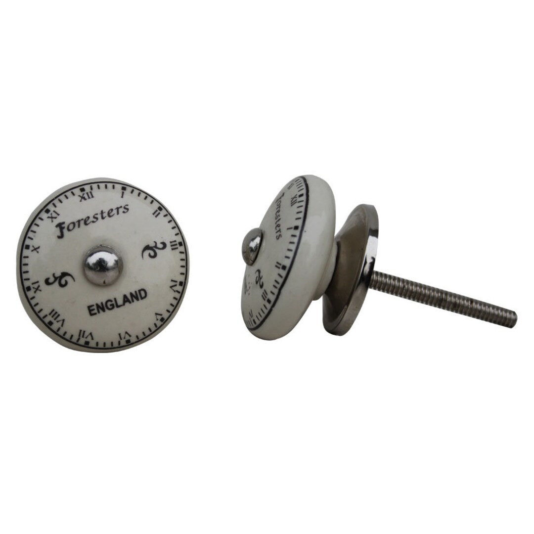 English Clock Face Cabinet Knob Cream and Black Drawer Pull - Etsy