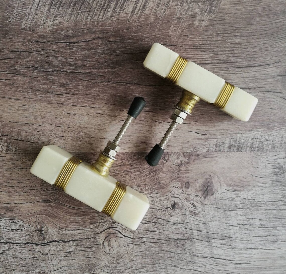 Marble and Brass Rectangular Drawer Pull off White Stone & - Etsy