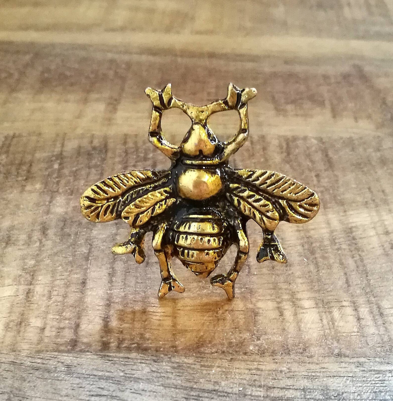 Antique Brass Bee Cabinet Knob Distressed Bronze Animal - Etsy