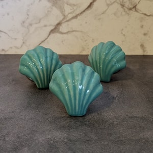 White Glaze Sea Shell Drawer Pull Scallop Shell Cabinet Knob - Etsy