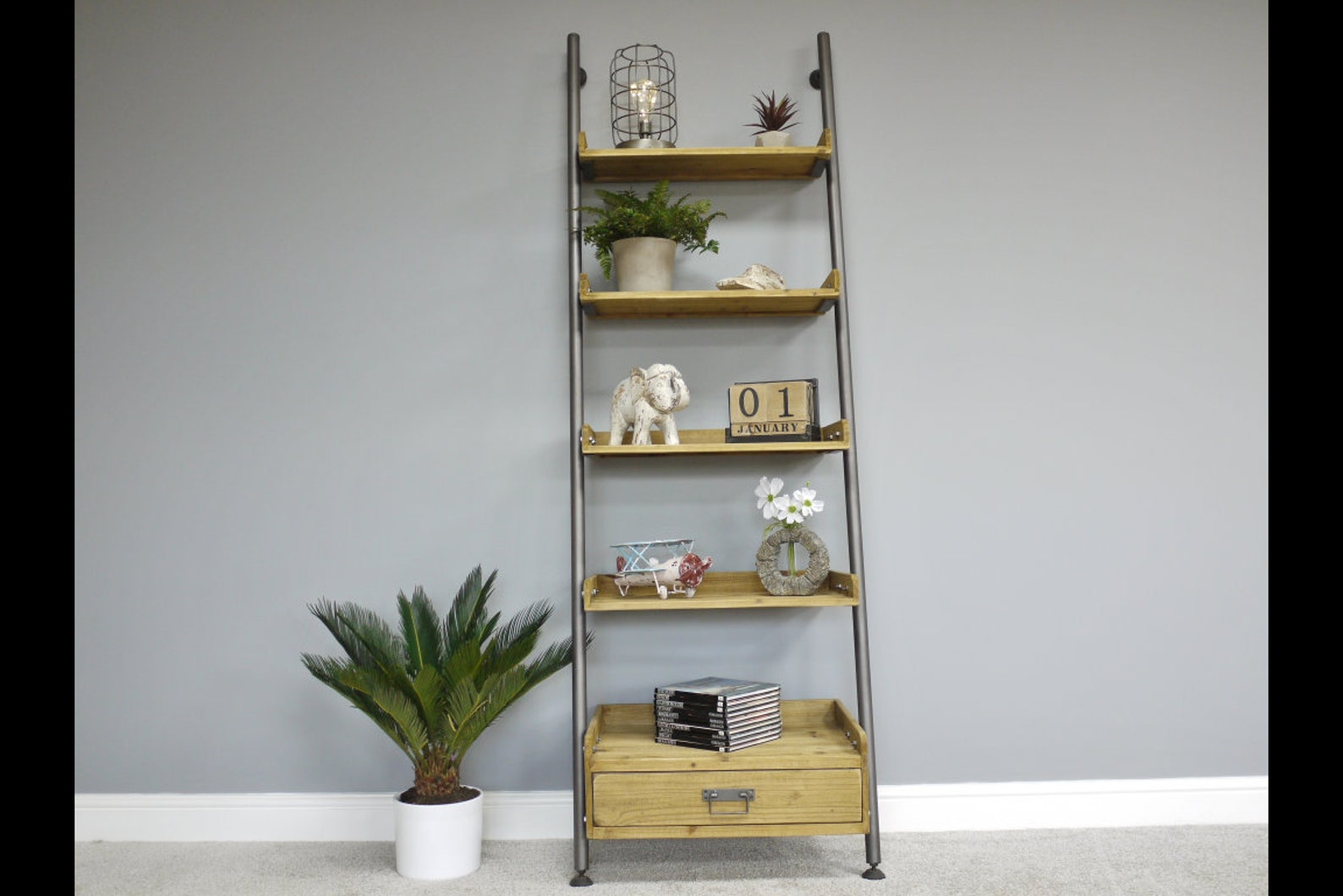 Ladder Style Shelves 5 Tier Wooden Shelf Bookcase With - Etsy