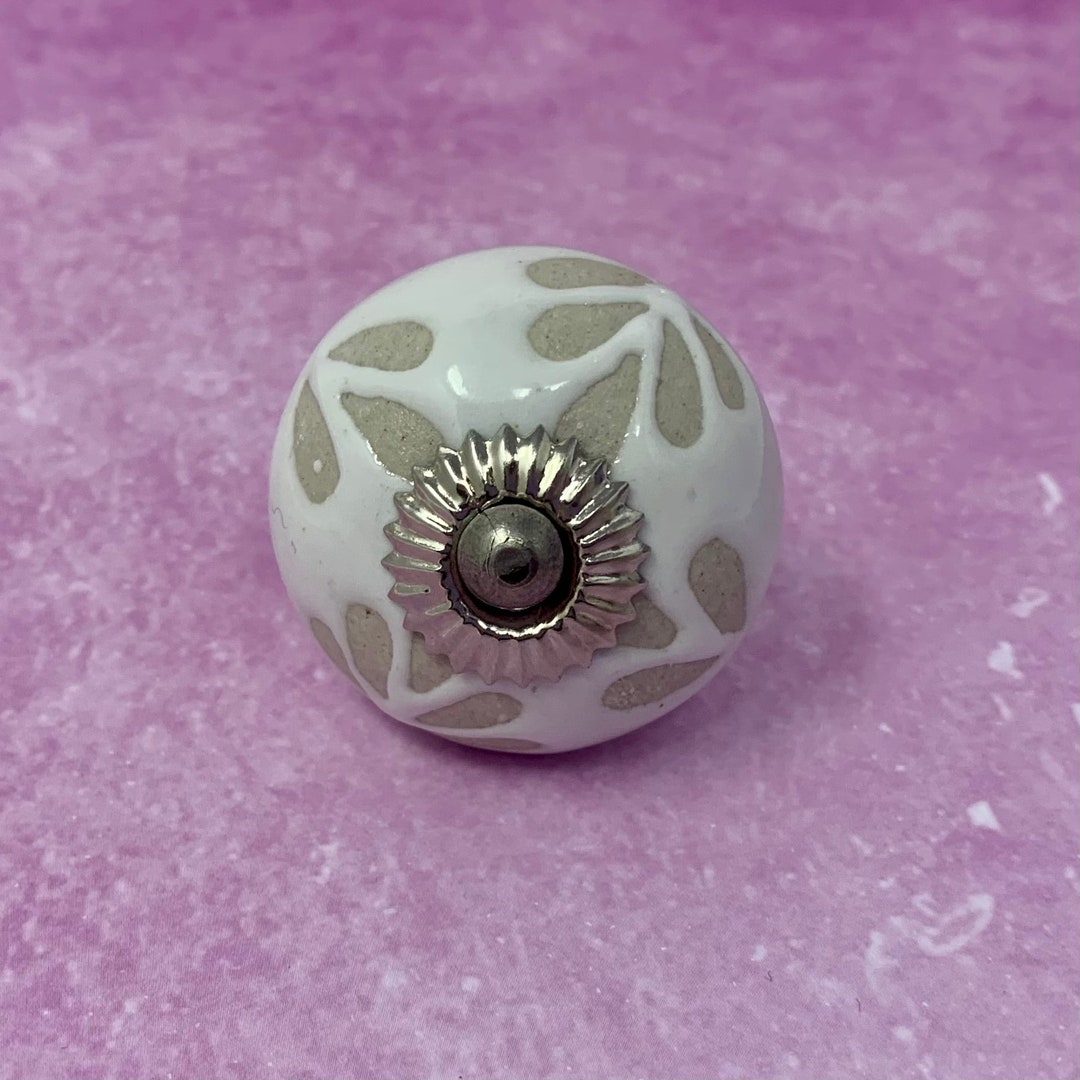 Round White Cupboard Door Knob Drawer Pull Drawer Handle - Etsy
