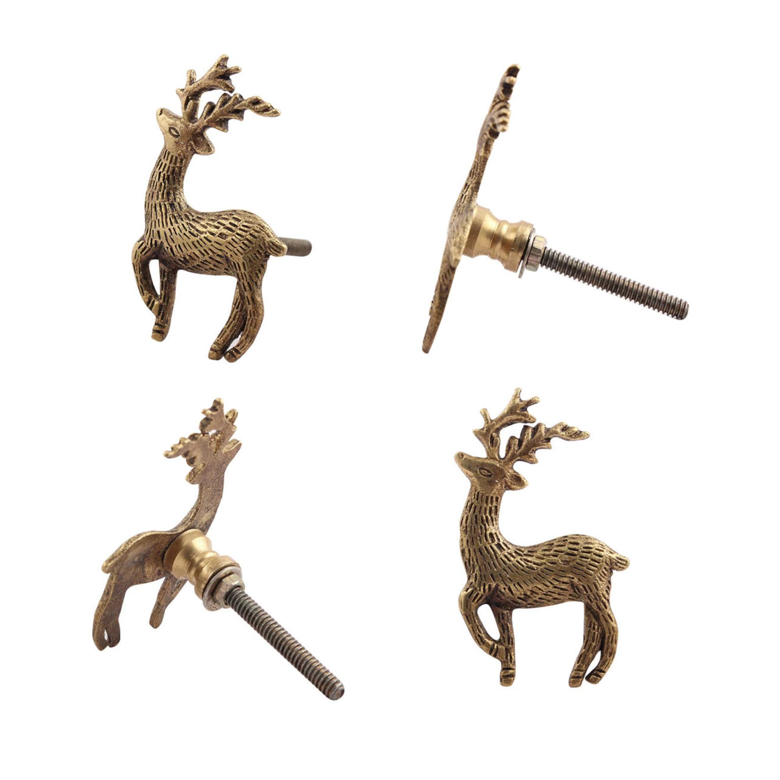 Handcrafted Golden Iron Stag Deer Cabinet Knob Decorative - Etsy