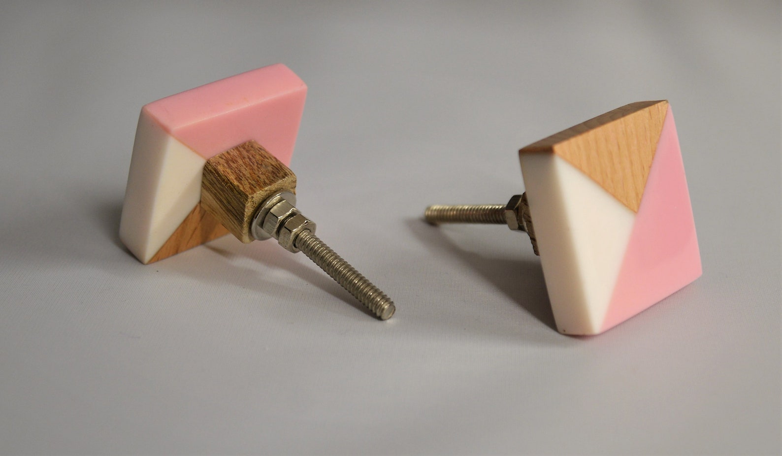Geometric Square Pink & White Door Knob Triangular Patterned - Etsy