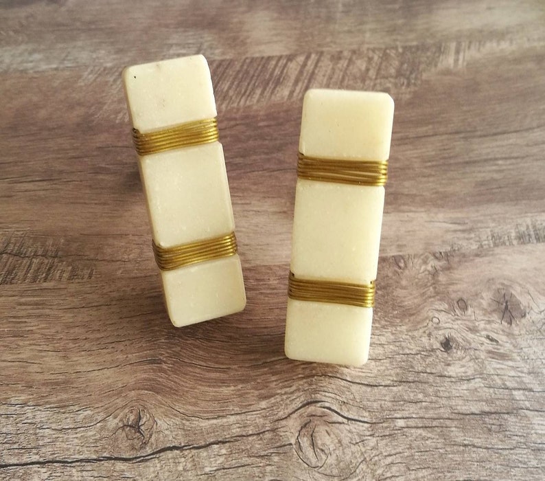 Marble and Brass Rectangular Drawer Pull off White Stone & - Etsy
