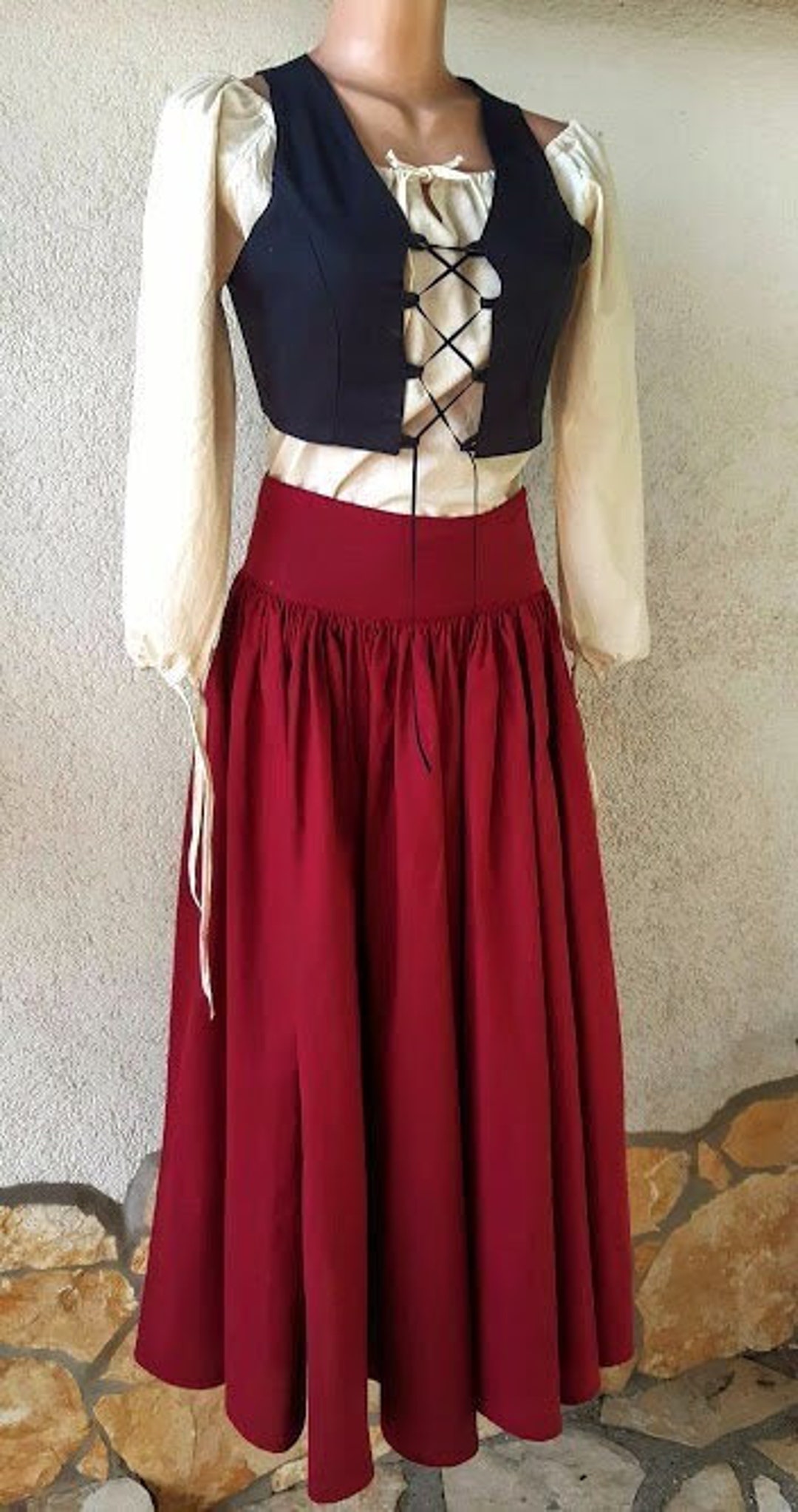 Medieval Women's Set With Riding Skirt, Reenactment, Larp, Fantasy - Etsy
