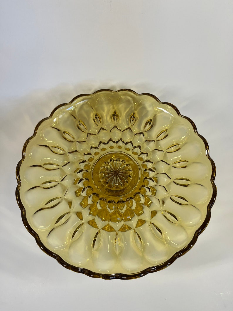 Vintage Anchor Hocking Amber Cake Stand Fairfield Pattern - Etsy