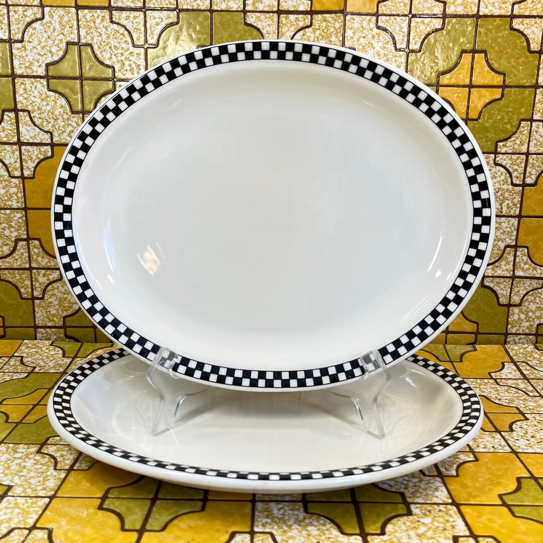 Homer Laughlin China Serving Plate/platter, Black and White Checkered ...