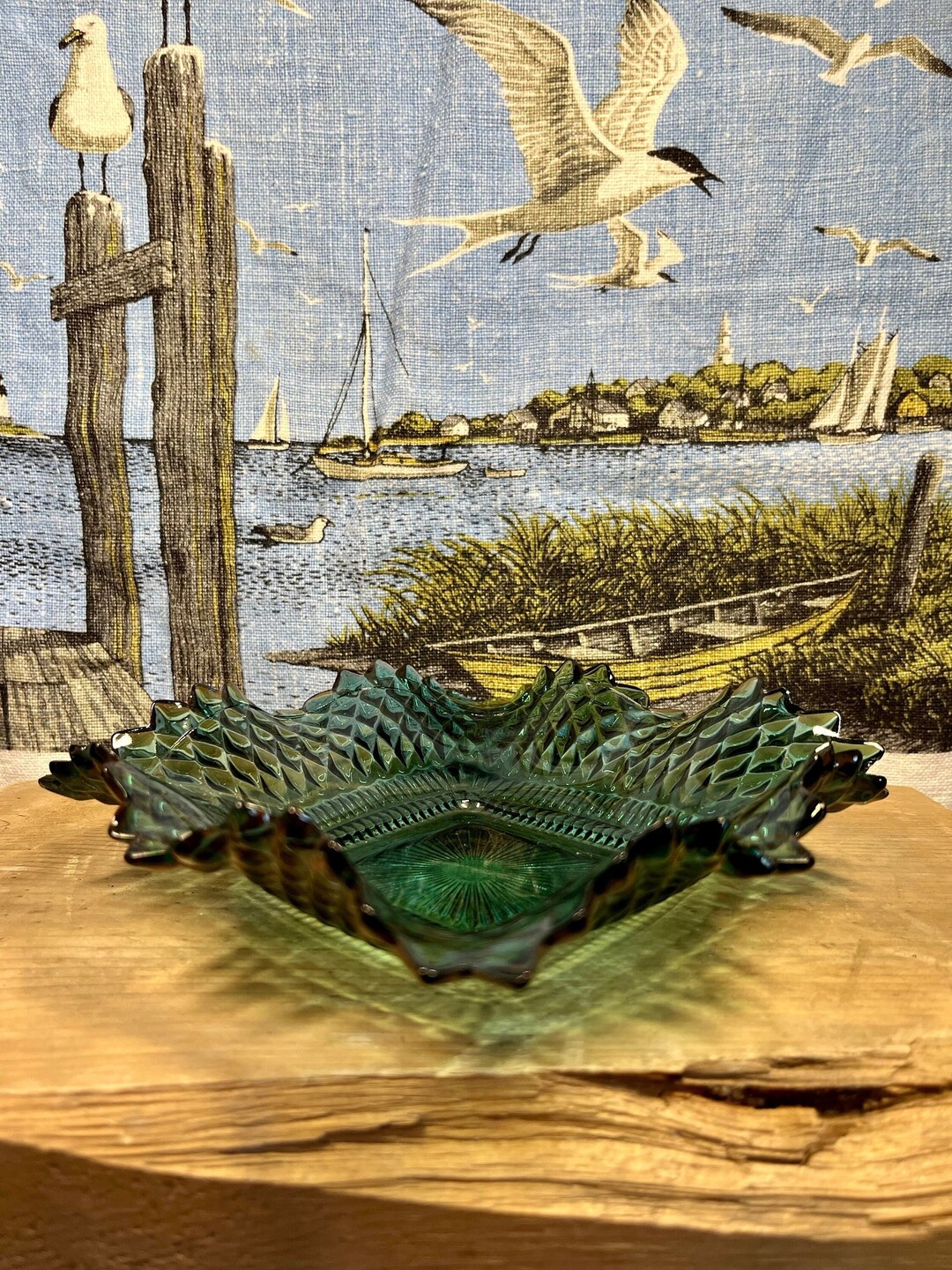 Juniper Green Diamond Point Square Glass Trinket\candy Dish by Indiana ...