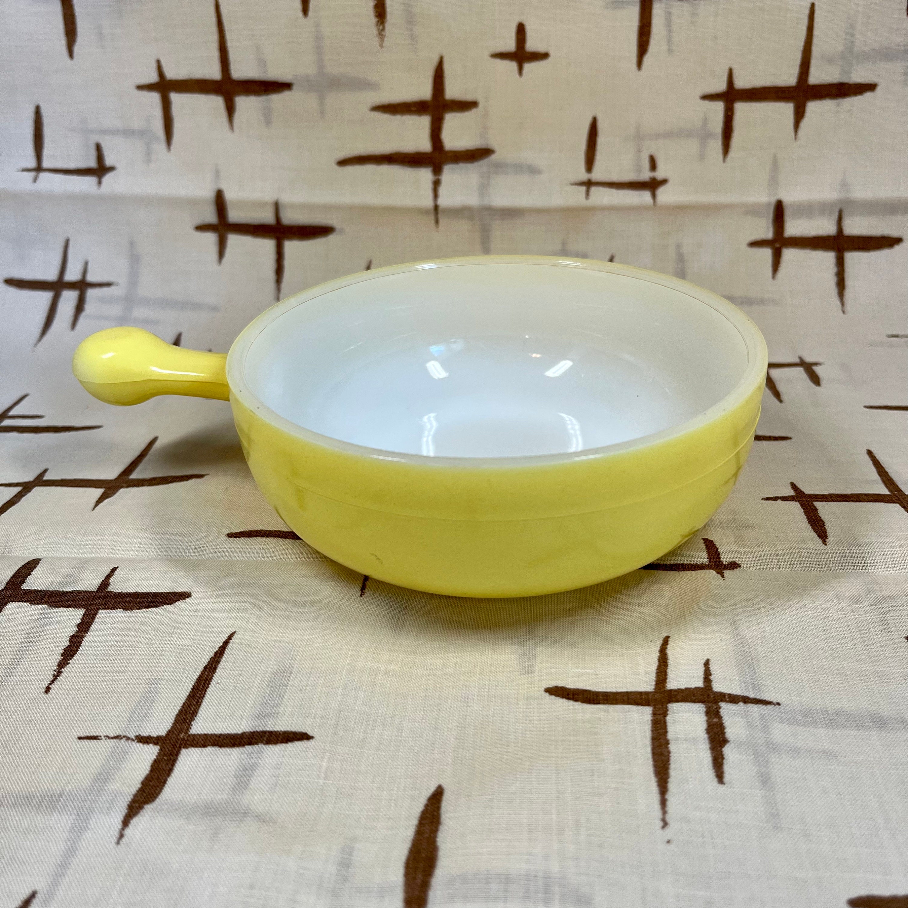 Retro Glasbake Yellow Soup Bowl With Handle - J-2057 - Etsy