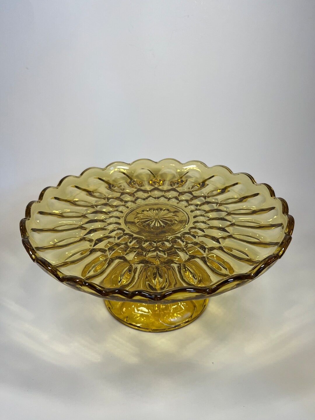 Vintage Anchor Hocking Amber Cake Stand - Fairfield Pattern - Etsy