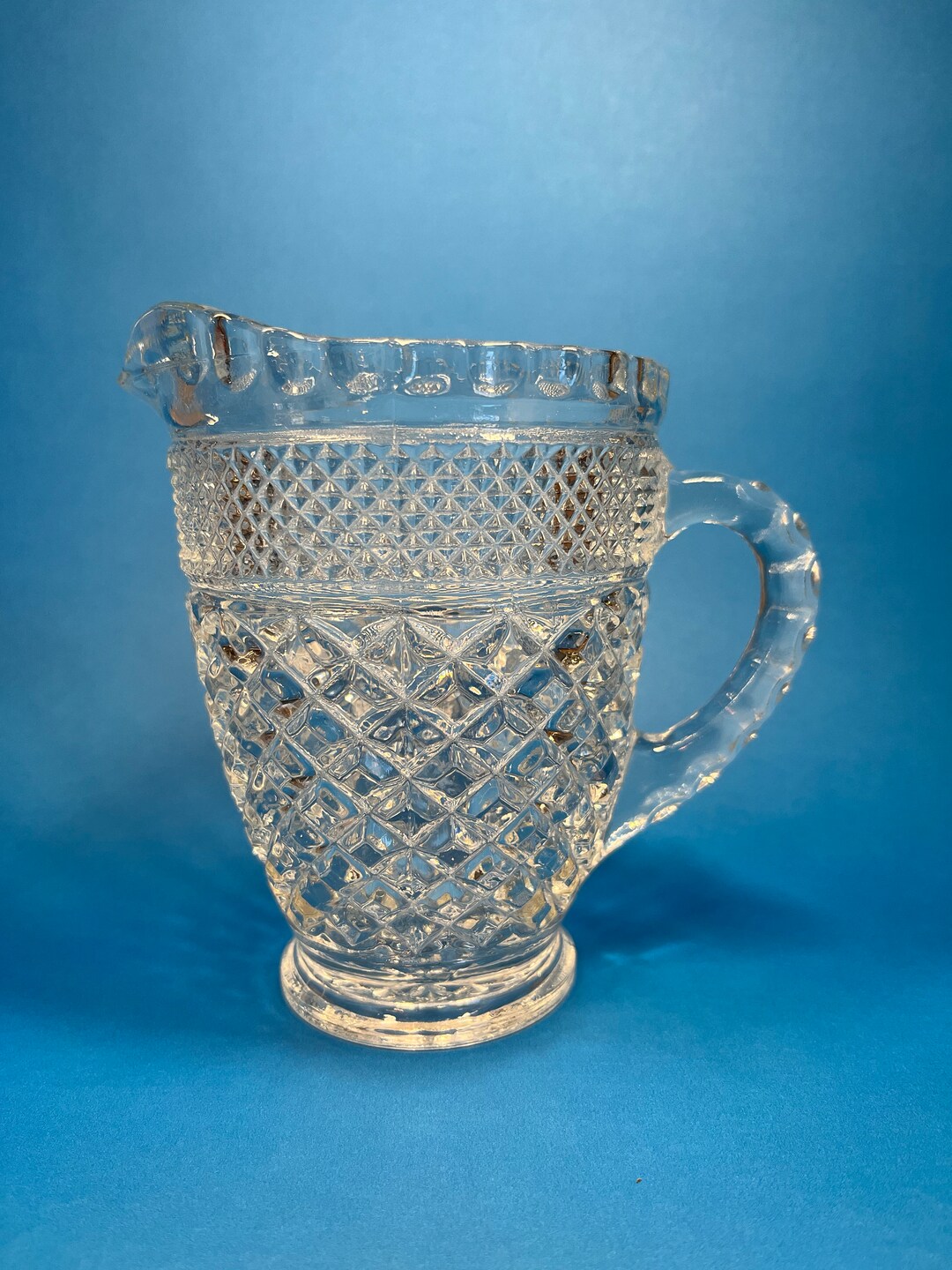 Vintage Anchor Hocking Milk Pitcher, Wexford Pattern, Diamond Cut Glass ...