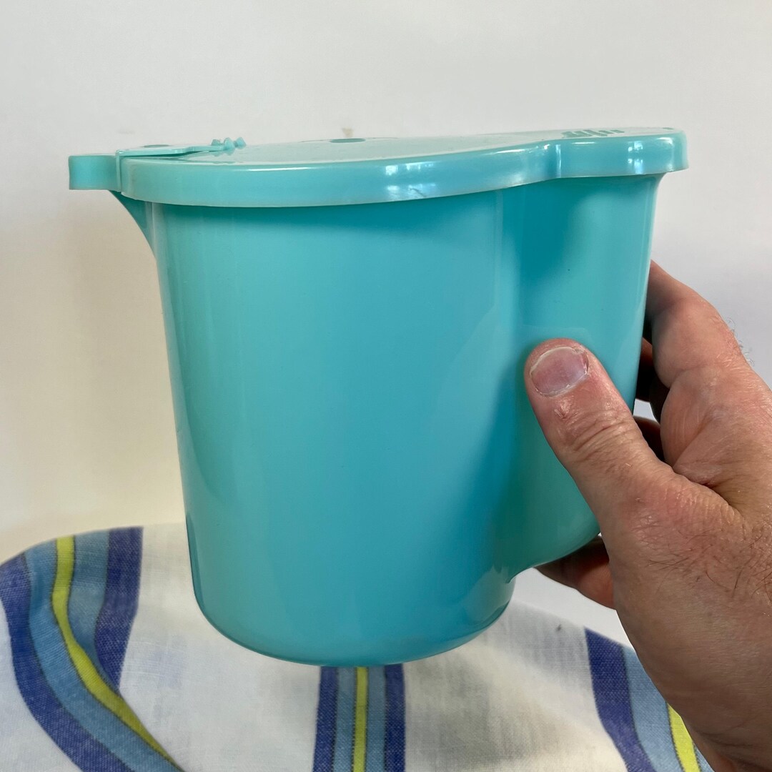 Vintage Tupperware Aqua Blue Container Milk Jug Plastic Serving Pitcher ...