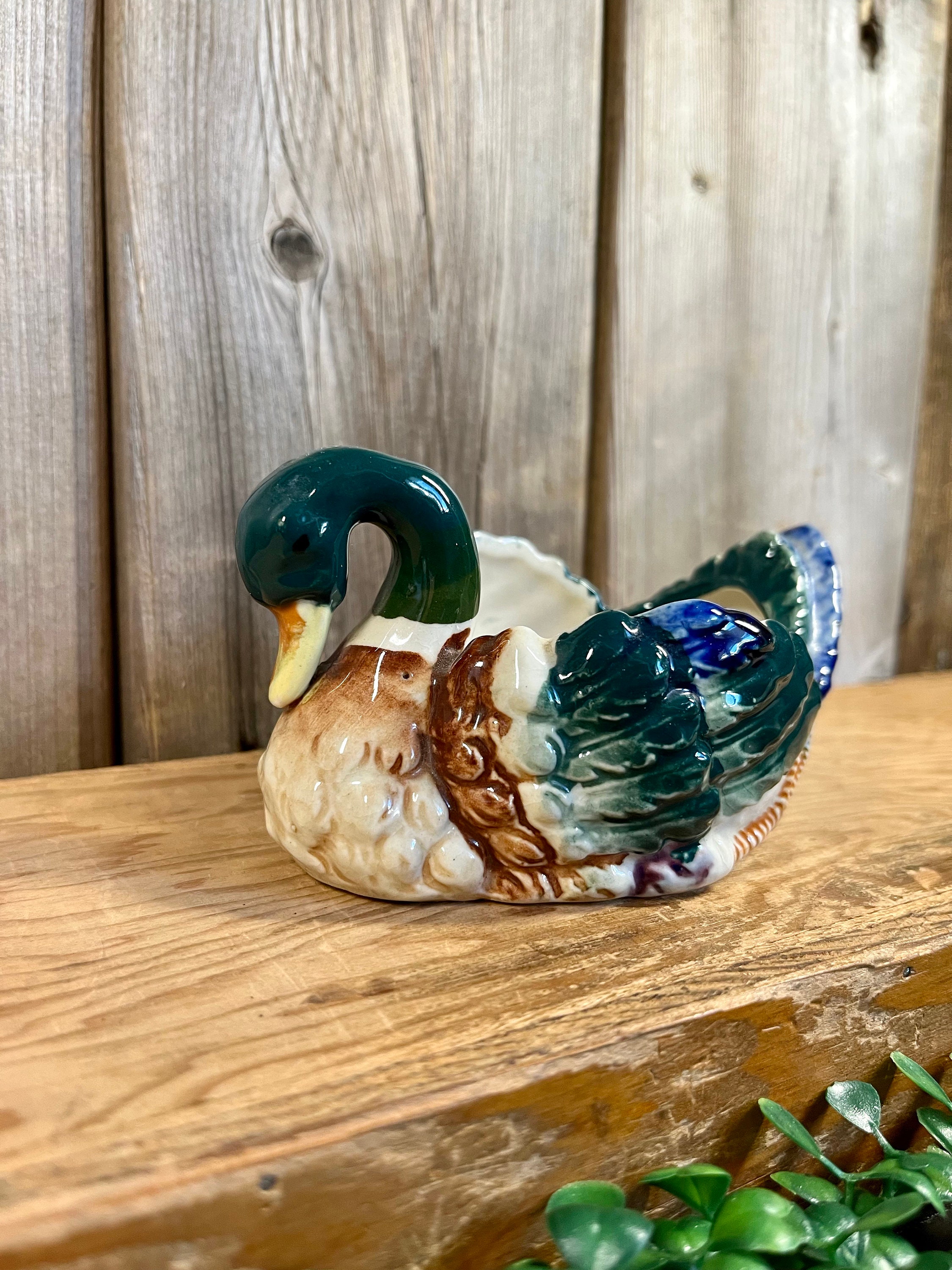 Vintage Mallard Duck Planter Vintage Small - Etsy