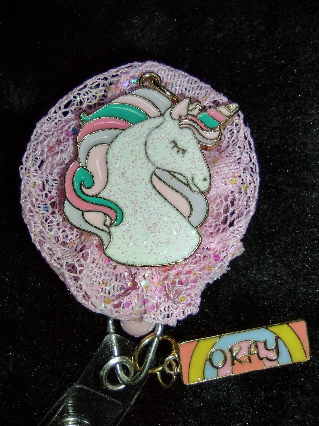 Rainbow Unicorn ID Badge Holder With Charm - Etsy