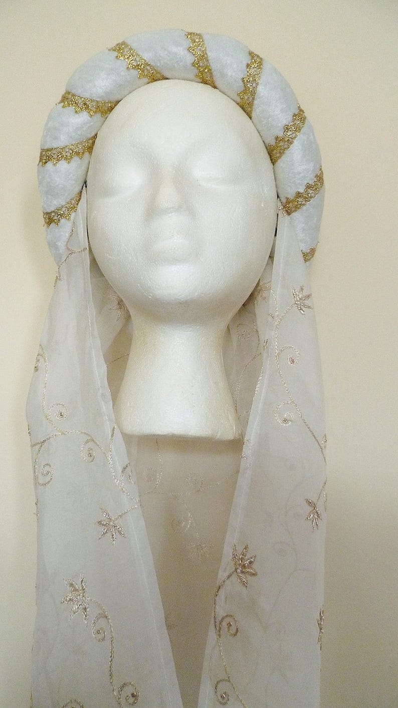 Custom Medieval Wedding Headdress: Ivory Velvet Circlet With ...
