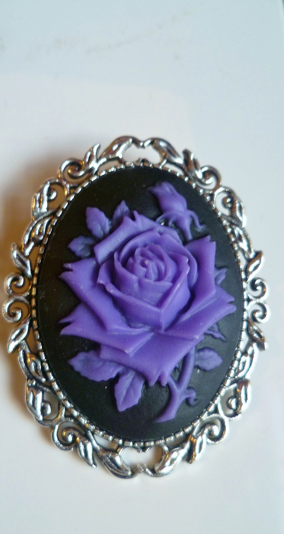 Purple Rose Brooch Victorian Brooch Medieval Pin Gothic - Etsy
