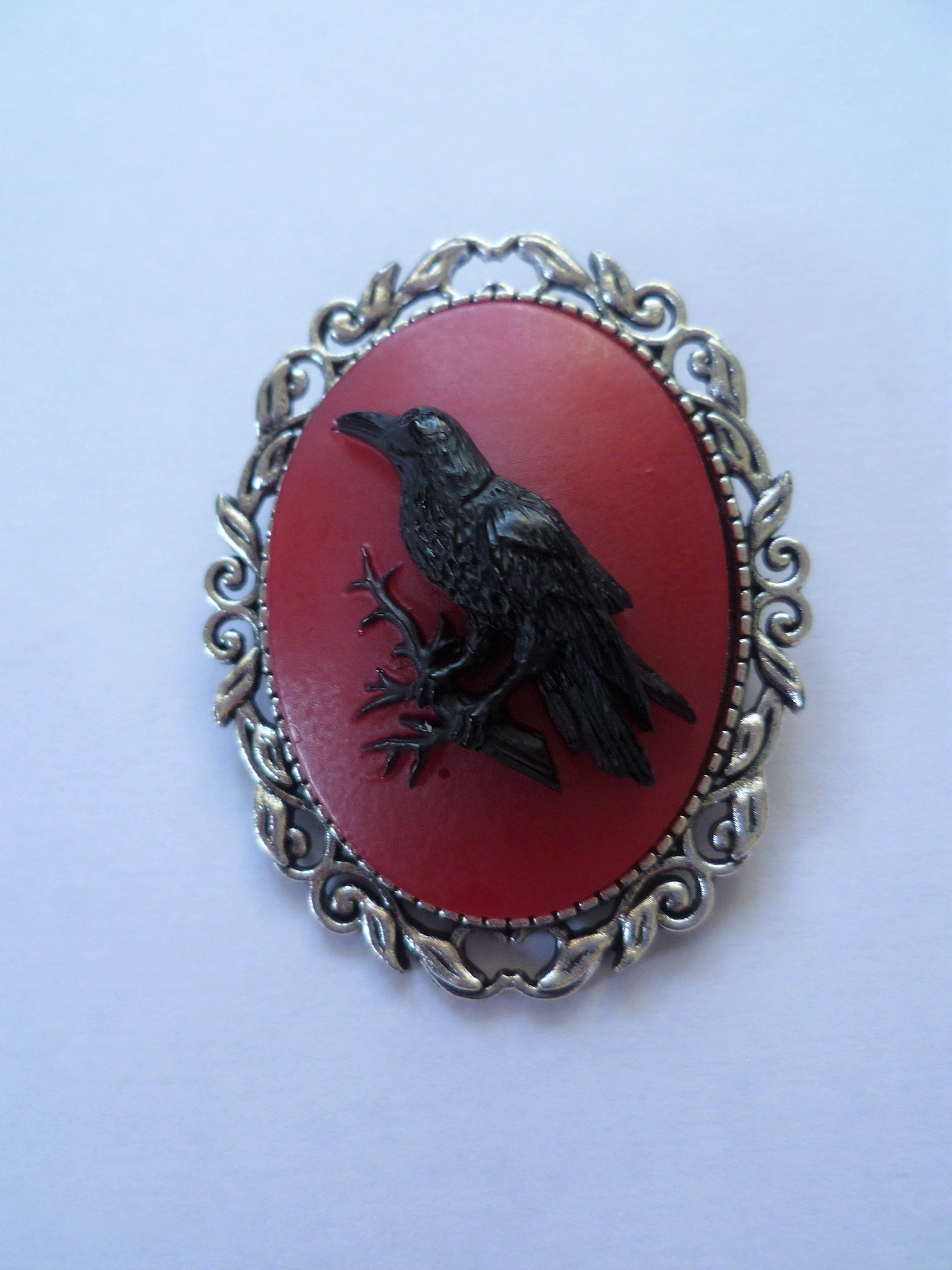 Raven Cameo Brooch Gothic Brooch Pin Halloween Brooch Crow - Etsy