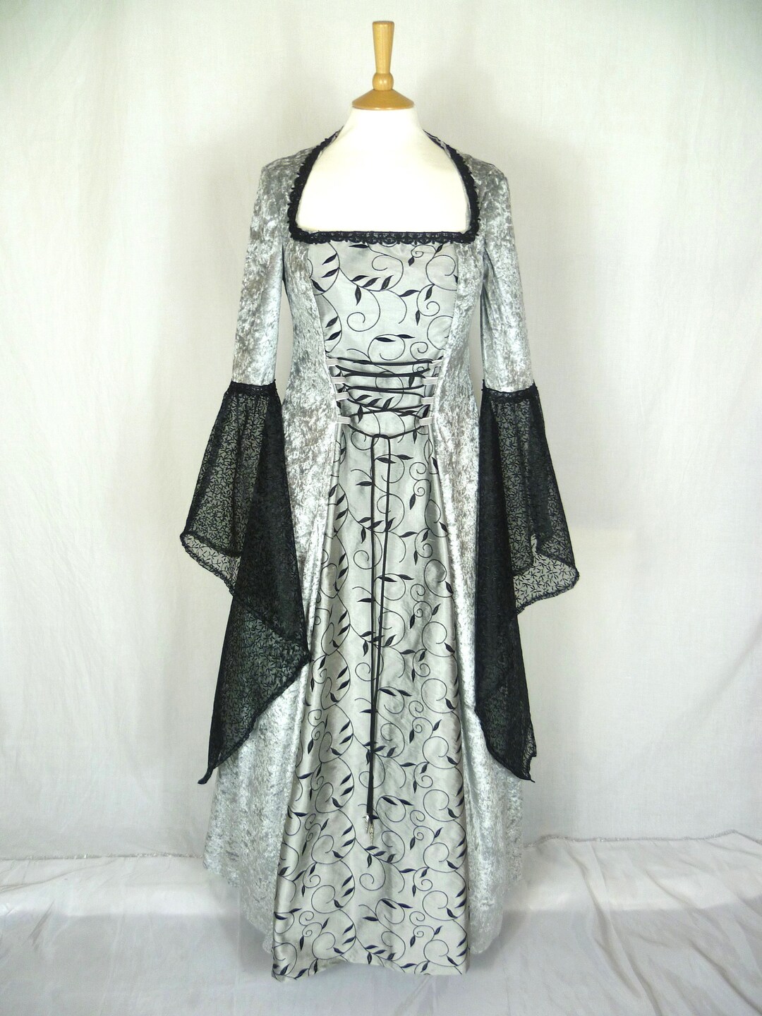 Ready to Ship Grey and Black Medieval Wedding Dress, Renaissance Gown ...