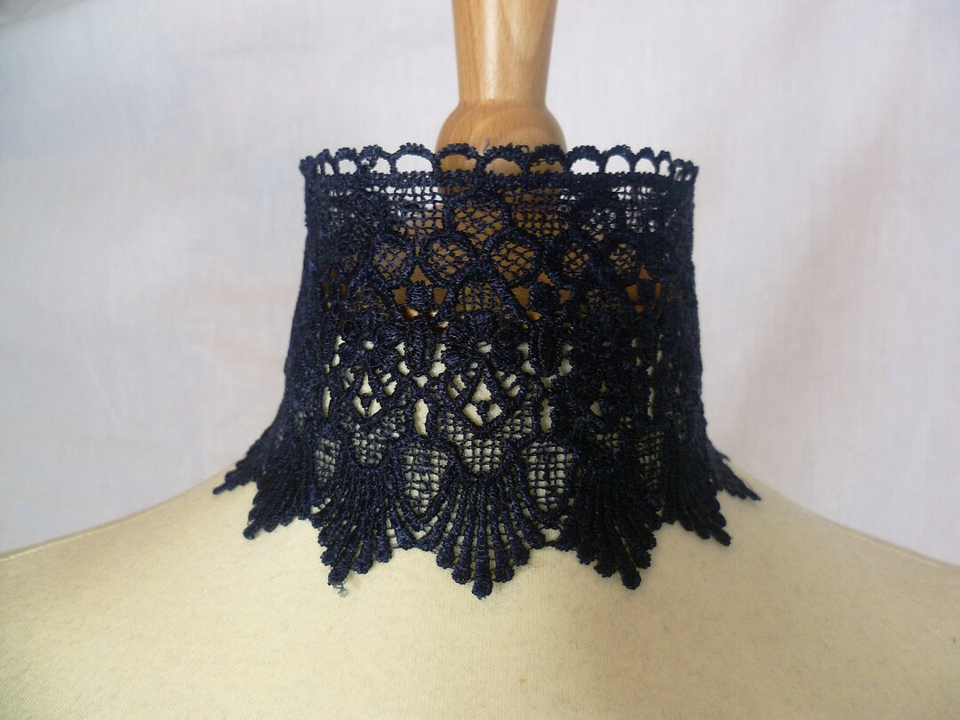 Navy Blue Lace Choker, Victorian Choker, Gothic Choker, Medieval ...