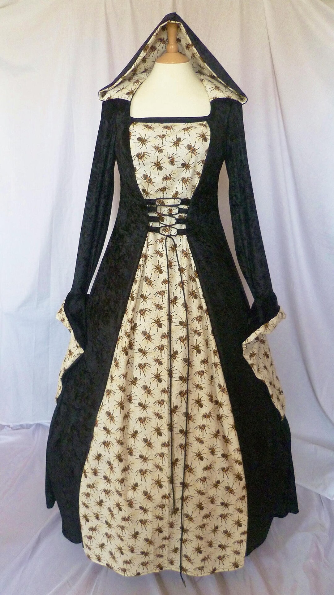 Halloween Spider Dress, Gothic Hooded Spider Dress, Custom Made to Size ...