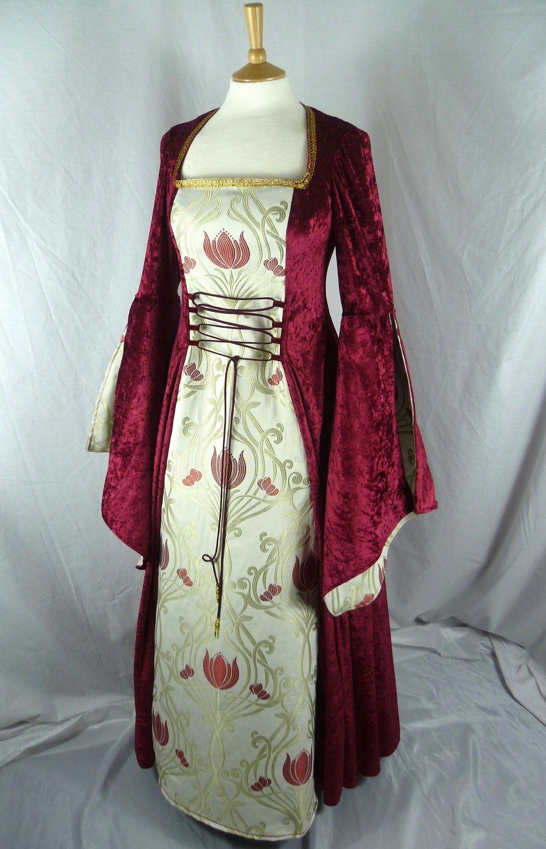 Medieval Dress, Red Renaissance Gown, Wedding ,custom Made to Size - Etsy