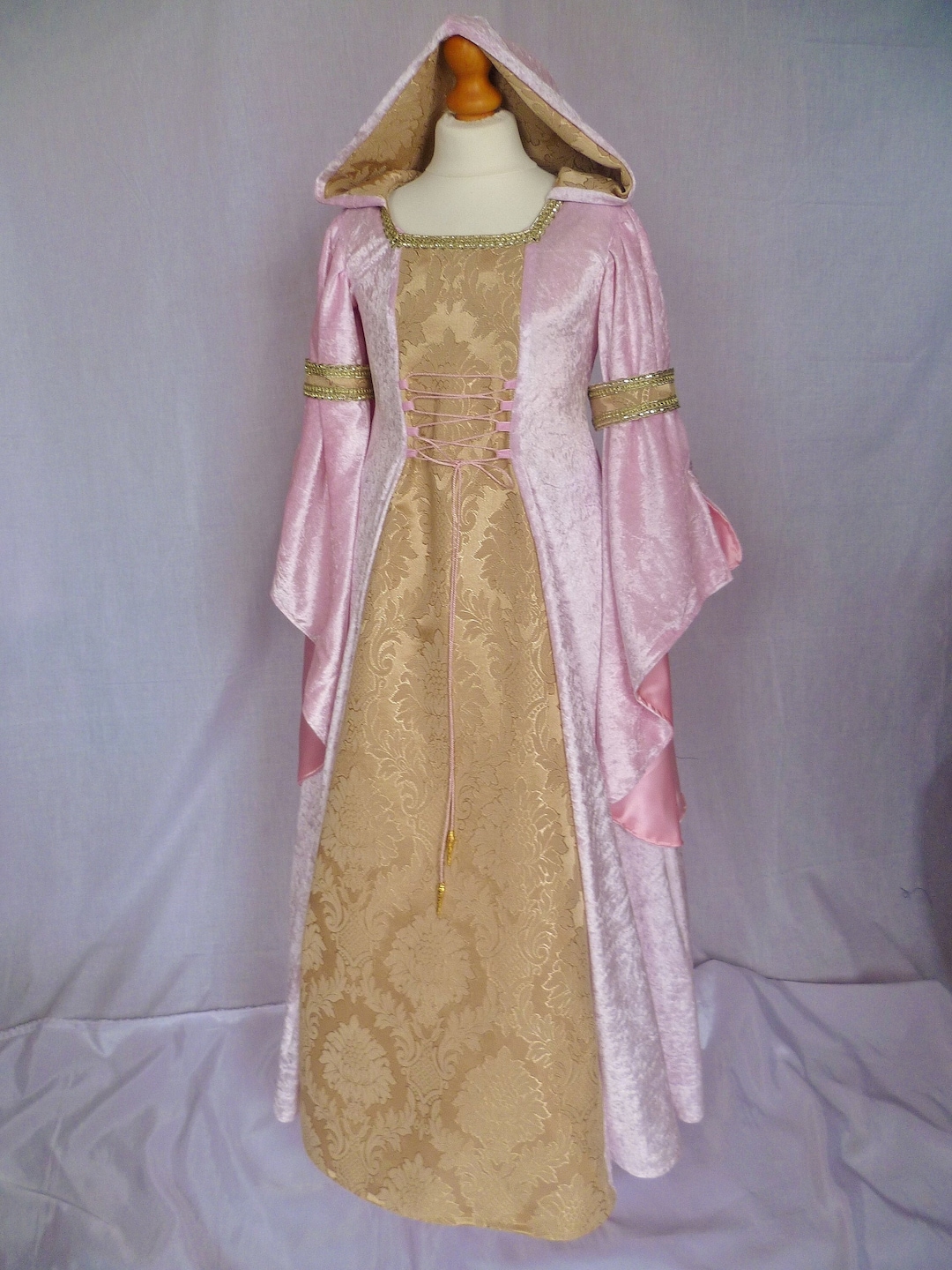 Girls Medieval Dress: Pink Renaissance Gown, Custom Made From Age 4 to ...